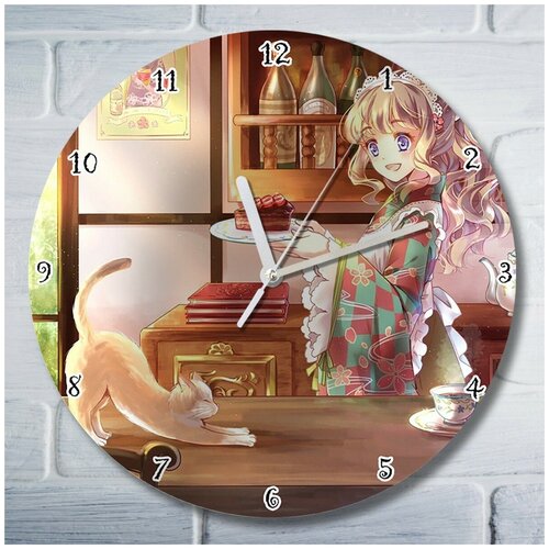 Настенные часы УФ чайная (чай, чашка, девушка, аниме) - 217