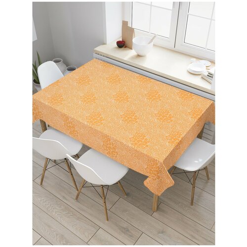 Скатерть прямоугольная JoyArty на кухонный стол "Флористика в завитках" из оксфорда, 180x145 см