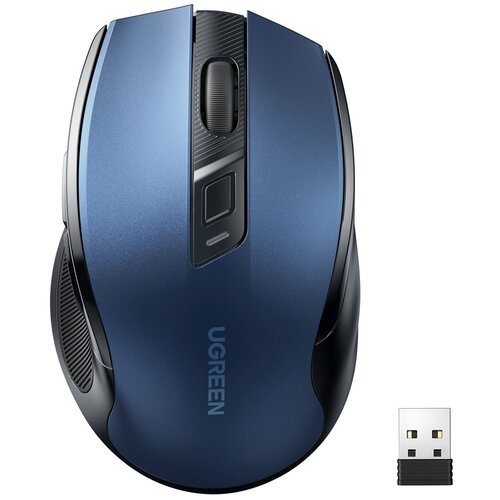 Мышка компьютерная беспроводная UGREEN MU006 (15064) Ergonomic Wireless Mouse 2.4G 4000DPI Silence Design. Цвет: синий