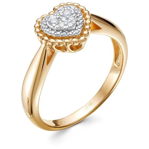 Кольцо помолвочное Vesna jewelry, красное золото, 585 проба, родирование, бриллиант, размер 16.5, бесцветный