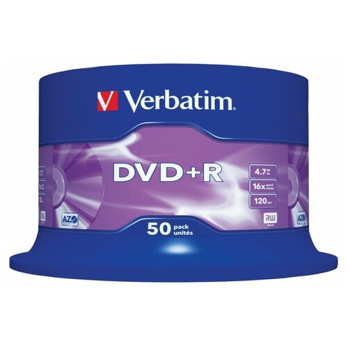 Диск DVD+R Verbatim 4.7Gb 16x Cake Box (50шт) (43550)