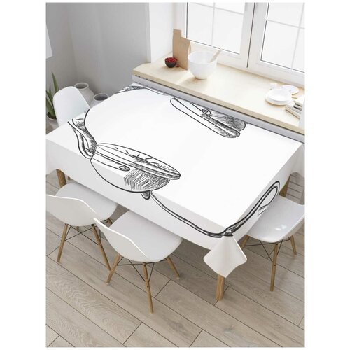 Скатерть прямоугольная JoyArty на кухонный стол "Эскиз наушников" из оксфорда, 120x145 см