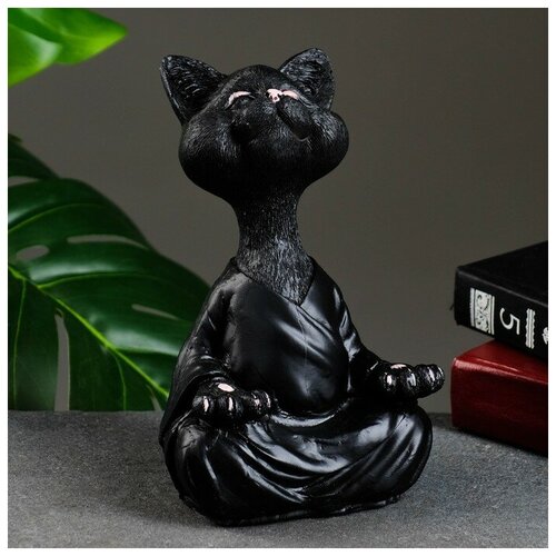 Статуэтка "Кошка йог" черная./В упаковке шт: 1