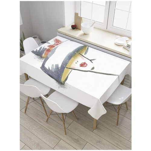 Скатерть прямоугольная JoyArty на кухонный стол "Дама в шляпе" из оксфорда, 180x145 см