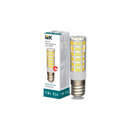 Лампа светодиодная CORN 7Вт капсула 4000К E14 230В керамика | код LLE-CORN-7-230-40-E14 | IEK (7шт. в упак.)