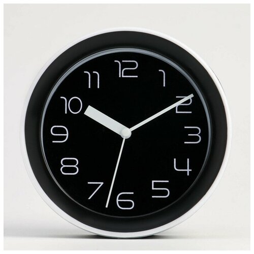 Часы - будильник настольные "Классика", с подвесом, дискретный ход, 15 х 4 см, черный