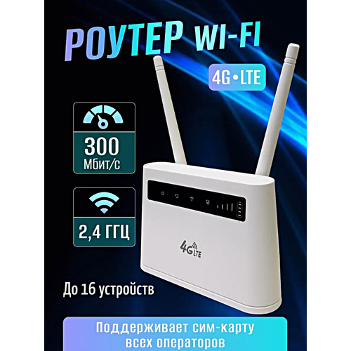 Wi-Fi роутер 4G R102 со слотом для SIM-карты, 300 мб/c, Белый