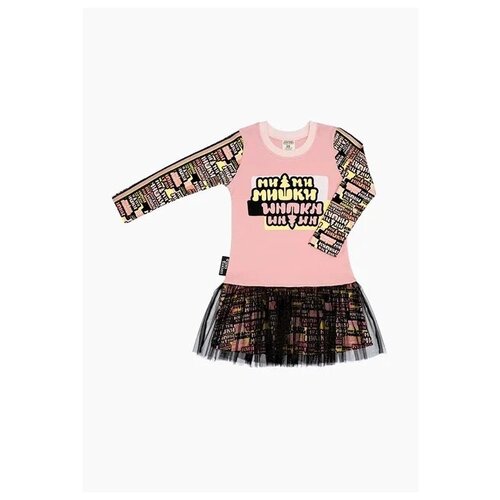 Платье lucky child, размер 28 (92-98), черный, розовый