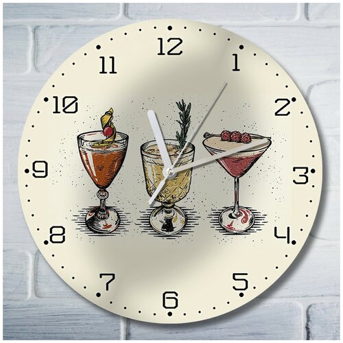Настенные часы УФ интерьерная (кафе, ресторан, алкоголь, бар, коктейли, cocktail) - 1241