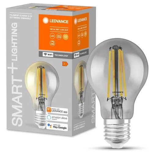Лампа светодиодная LEDVANCE Smart+ Filament Classic Smoke, E27, 6 Вт, 2700 К