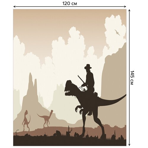 Скатерть прямоугольная JoyArty "Жокей на динозавре" из сатена, 120x145 см