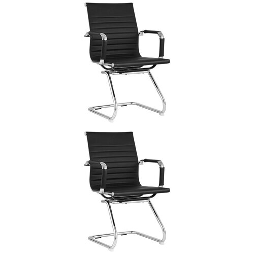 Кресло для посетителей TopChairs Visit, черное(комплект 2 шт)
