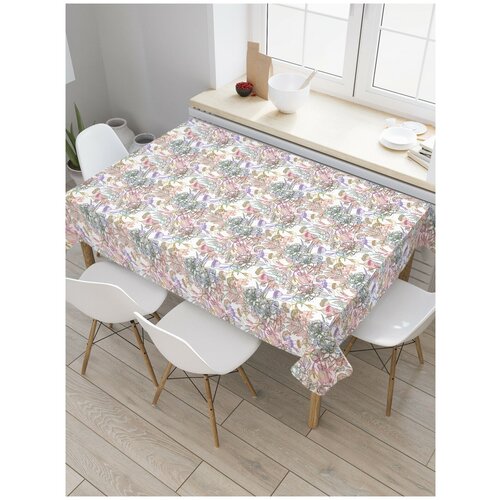 Скатерть прямоугольная JoyArty на кухонный стол "Легкость цветочных форм" из оксфорда, 120x145 см