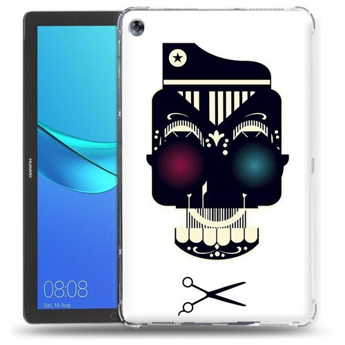 Чехол задняя-панель-накладка-бампер MyPads черно белый скелет с яркими глазами для Huawei MediaPad M5 10.8/Huawei MediaPad M5 10.8 Pro противоударный