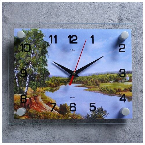 Часы настенные, серия: Природа, "Природа у реки", 20х26 см