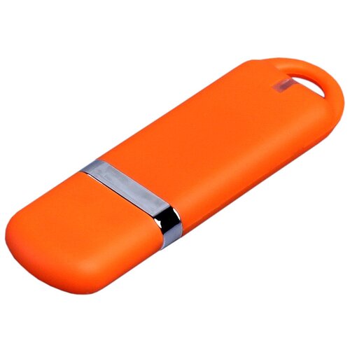 Классическая флешка soft-touch с закругленными краями (16 Гб / GB USB 2.0 Оранжевый/Orange 005 Flash drive PL100)