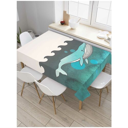 Скатерть прямоугольная JoyArty на кухонный стол "Сомнительный кит" из оксфорда, 120x145 см