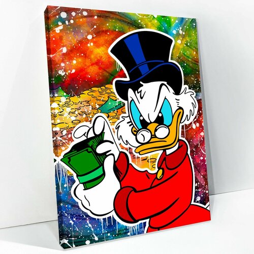 Картина Скрудж Mc'duck доллары в руках, Alek Monopoly на холсте 50х70см