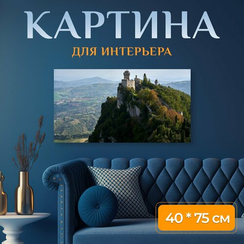 Картина на холсте "Замок, камень, горы" на подрамнике 75х40 см. для интерьера