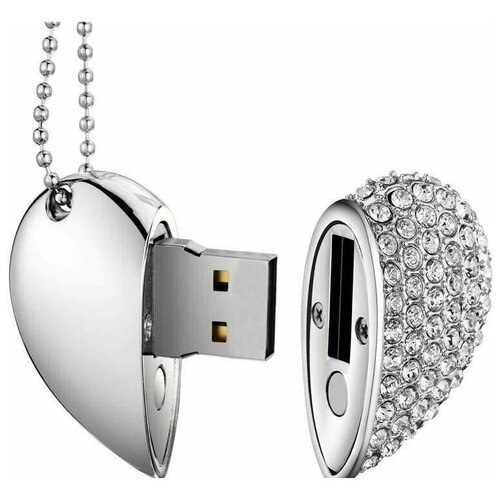 Подарочный USB-накопитель сердце со стразами 256GB USB 3.0