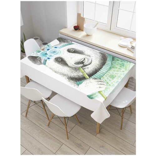 Скатерть прямоугольная JoyArty на кухонный стол "Крутышка панда" из оксфорда, 120x145 см
