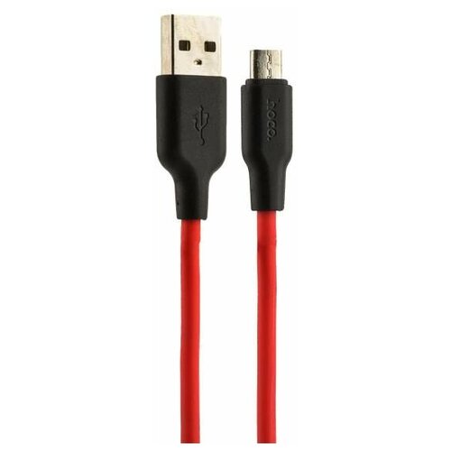 USB дата-кабель Hoco X21 Silicone MicroUSB (1.2 м) Black & Red
