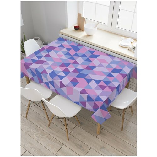 Скатерть прямоугольная JoyArty на кухонный стол "Цветные треугольники" из оксфорда, 180x145 см