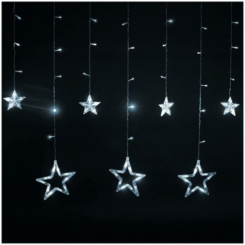 Гирлянда светодиодная "Звезды" занавес на окно 3х1 м, 138 ламп, холодный белый, золотая сказка, 591337