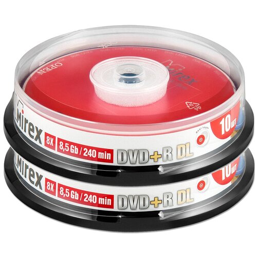 Диск DVD+R DL 8,5Gb Mirex 8x (Double Layer) cake box, упаковка 20 штук