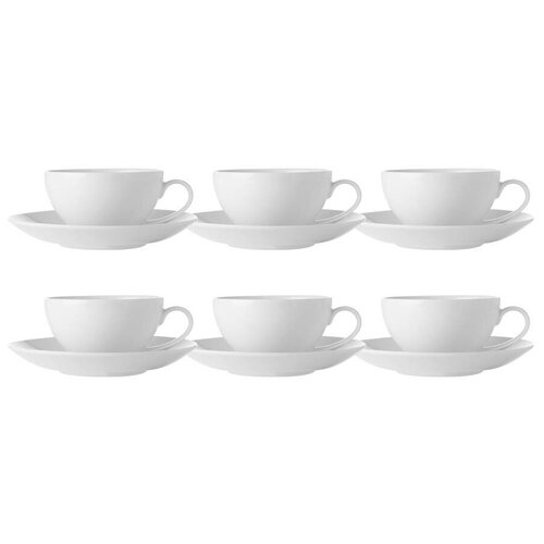 Набор 6 чашек с блюдцами Белая коллекция 0.25 л (Maxwell&Williams)