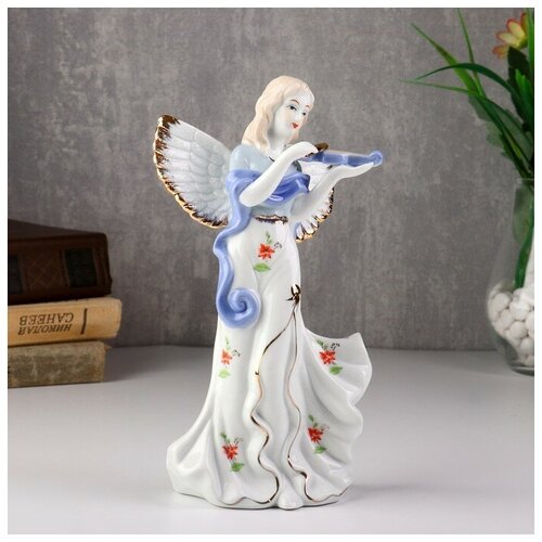 Сувенир керамика "Ангел-девушка со скрипкой" 20,5х10х6,3 см./В упаковке шт: 1