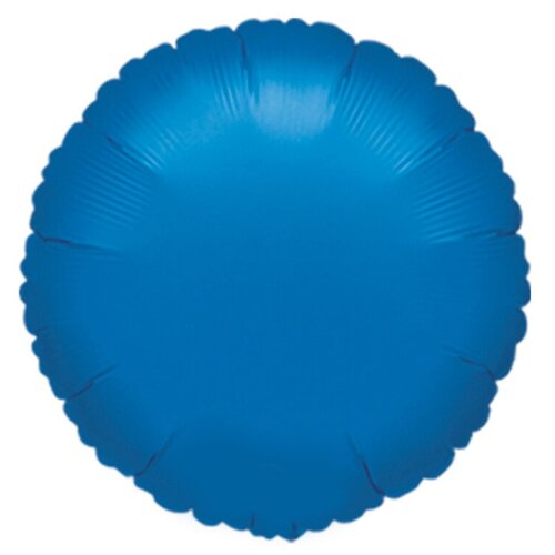 Воздушный фольгированный шар без рисунка круглый, Металлик Синий, 46 см
