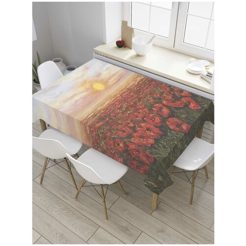 Скатерть прямоугольная JoyArty на кухонный стол "Кровавые маки" из оксфорда, 180x145 см