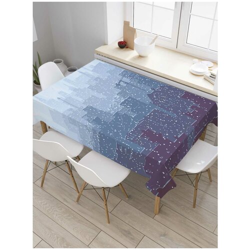 Скатерть прямоугольная JoyArty на кухонный стол "Снежная хмурость" из оксфорда, 180x145 см