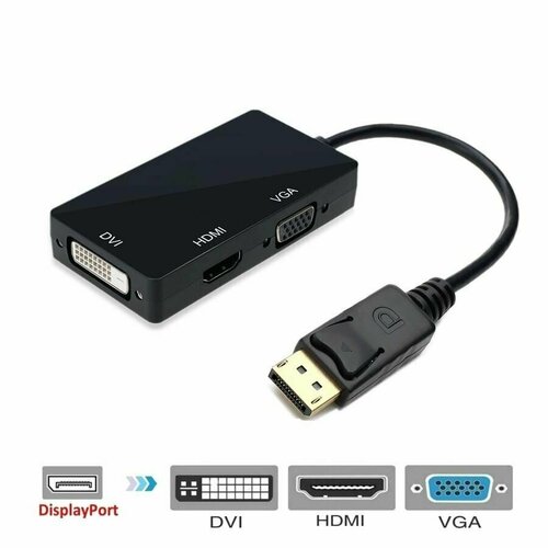 Адаптер DisplayPort/M - HDMI/ DVI/ VGA, 0.2 м, черный