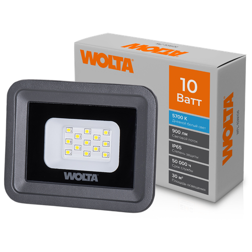 Прожектор Wolta WFL-10W/06, 10 Вт, свет: холодный белый, 2 шт.