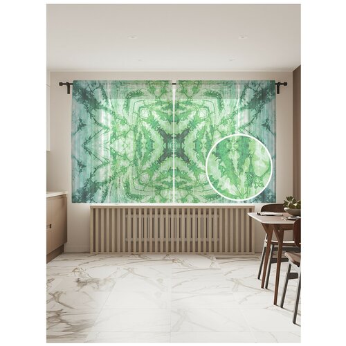 Тюль для кухни и спальни JoyArty "Воображаемая истина", 2 полотна со шторной лентой шириной по 145 см, высота 180 см.