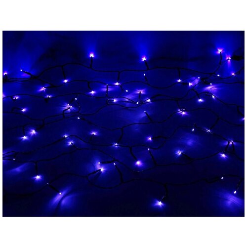 Светодиодная гирлянда нить 120 белых/синих LED ламп 9 м, прозрачный ПВХ, контроллер, IP44, Kaemingk (Lumineo)