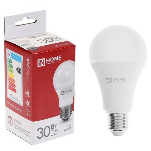 Лампа светодиодная IN HOME LED-A70-VC, Е27, 30 Вт, 230 В, 4000 К, 2850 Лм./В упаковке шт: 1