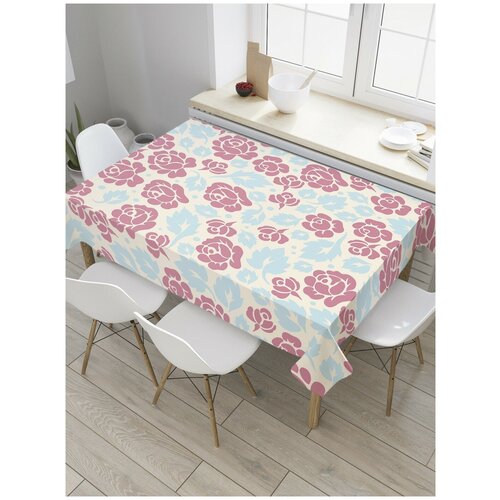 Скатерть прямоугольная JoyArty на кухонный стол "Кусты роз" из оксфорда, 120x145 см