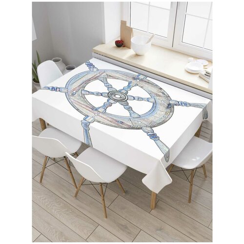 Скатерть прямоугольная JoyArty на кухонный стол "Нарисованный штурвал" из оксфорда, 180x145 см