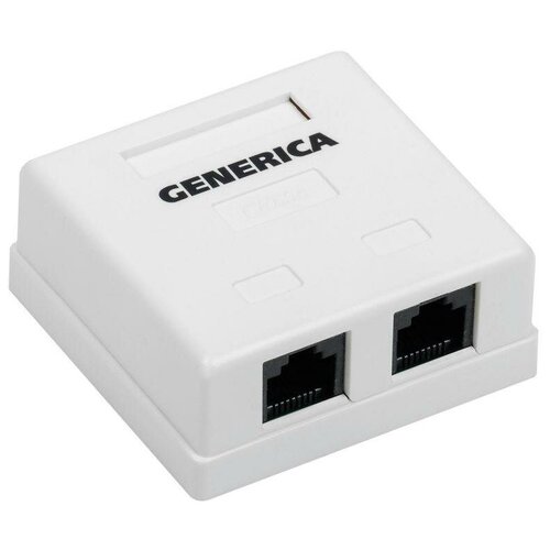 Розетка информационная RJ45 кат.5е UTP 2 порта настенная GENERICA ITK CS2-1C5EU-22-G, 1шт