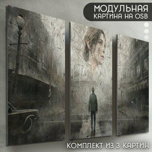 Модульная картина на рельефной доске ОСП "Игра Silent Hill (Сайлент Хилл, игра, хоррор, cry of fear, dead space, Гарри Мэйсон, Алесса, Джеймс Сандерленд) - 6533"