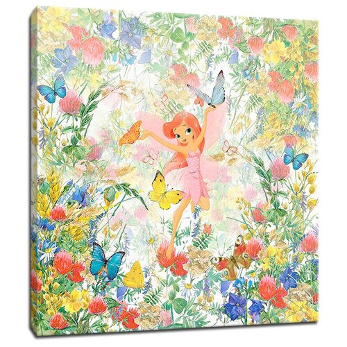 Картина Уютная стена "Фея с бабочками в цветах" 60х60 см