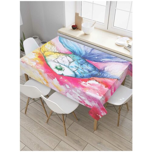 Скатерть прямоугольная JoyArty на кухонный стол "Гипнотическая рыбка" из оксфорда, 120x145 см