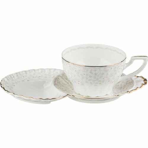 Чайная пара Lefard Вивьен, набор для чаепития на 1 персону: фарфоровая чашка 400 мл, блюдце, Лефард подарочная кружка для чая