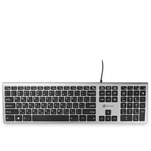 Клавиатура OKLICK 890S USB серый/черный, русская, 1 шт.