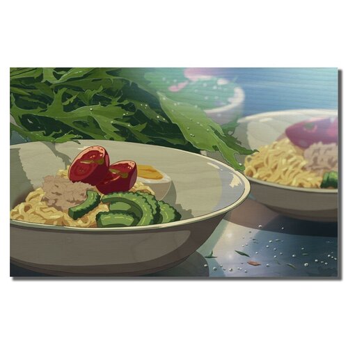 Картина интерьерная на дереве интерьер кафе ресторан азиатская кухня аниме еда anime food - 5704
