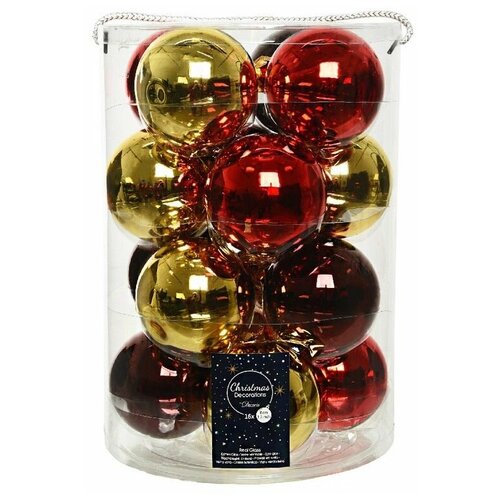 Набор стеклянных шаров Коллекция твист, глянцевые, 80 мм, 16 шт, Kaemingk 140788