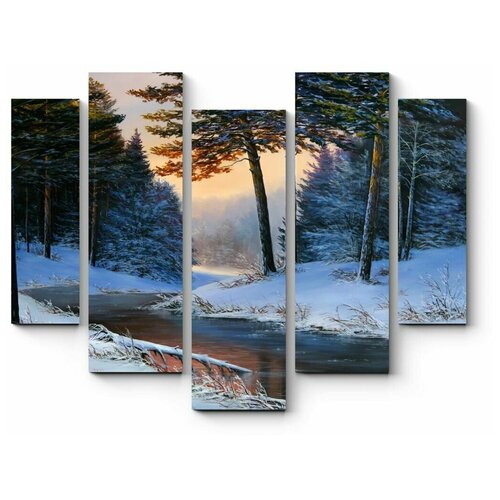 Модульная картина Холодная красота зимнего леса 131x106